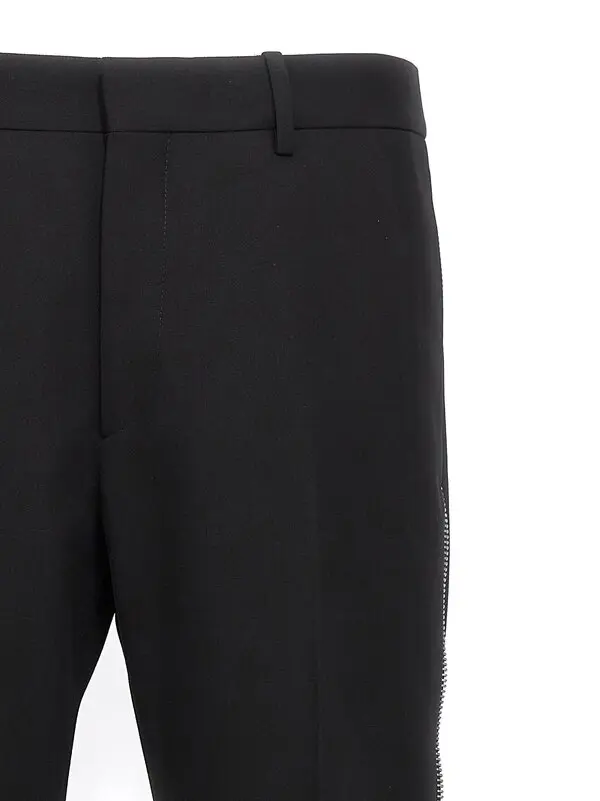 Off White Wool Pants With Logo Embroidery