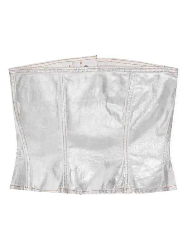 GANNI Organic Cotton Denim Corset - White
