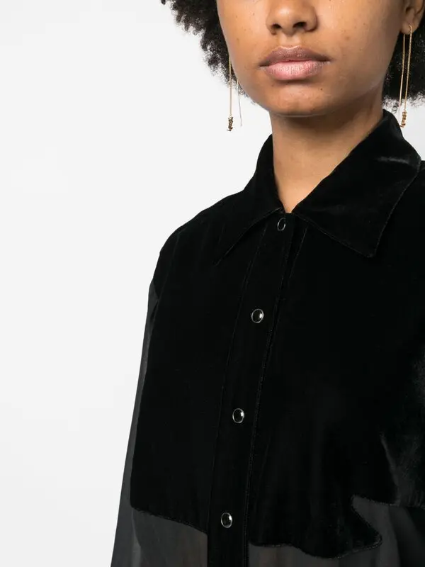 TOM FORD Panelled Silk Georgette Shirt - Black