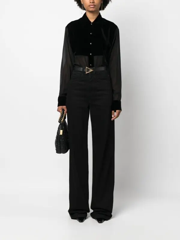 TOM FORD Panelled Silk Georgette Shirt - Black