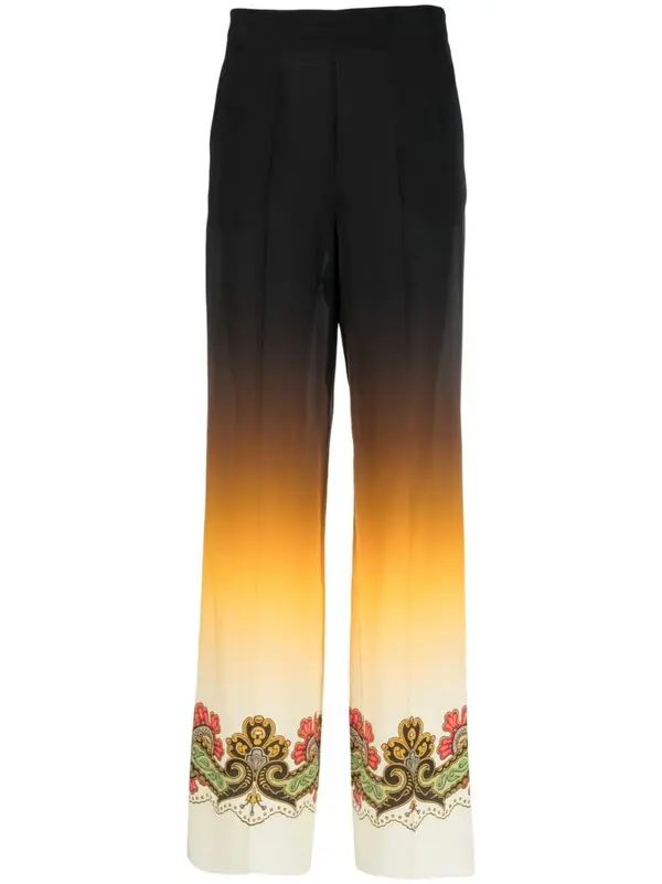 Etro Printed Straight-leg Trousers - Black