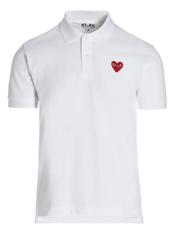 Play Comme Des Garcon Logo Patch Polo Shirt - White