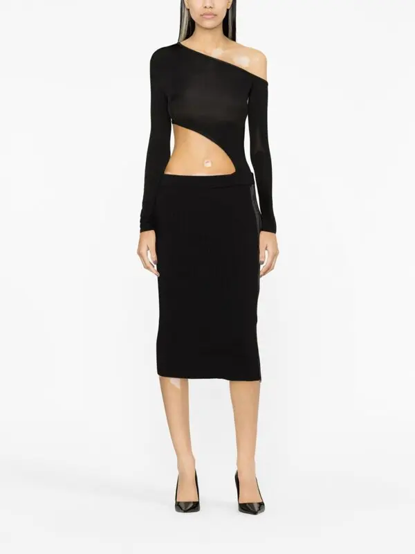 TOM FORD Zipped Ribbed Silk Skirt - Black