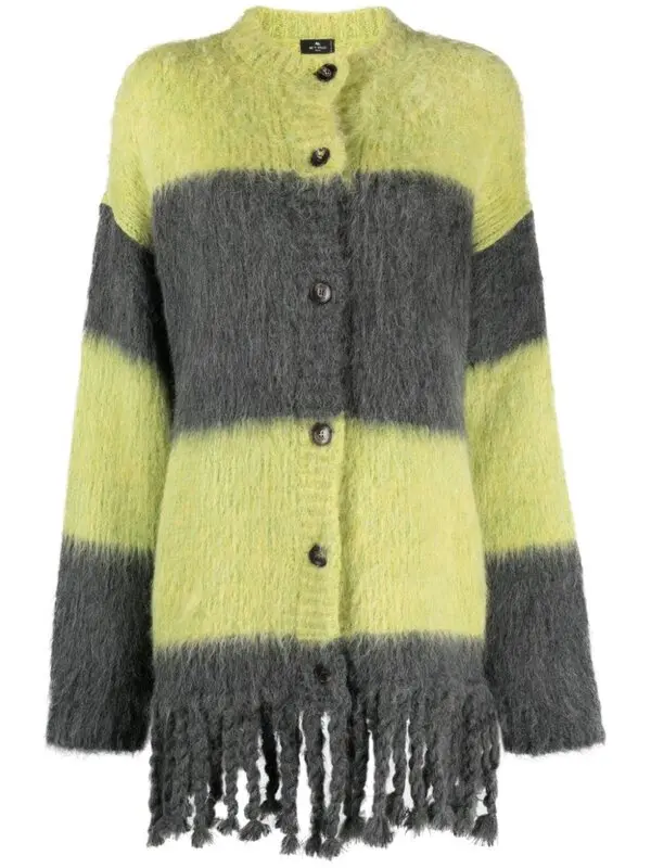 Etro Striped Wool Blend Cardigan - Yellow
