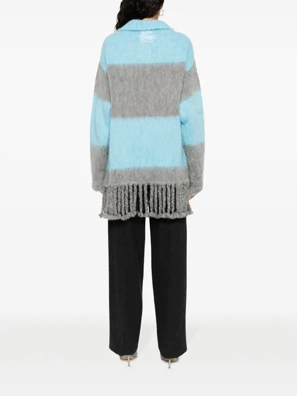 Etro Striped Wool Blend Polo Shirt - Clear Blue