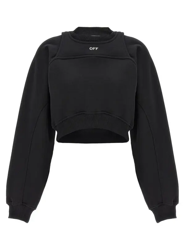 Off White Cropped Sweatshirt - White/black