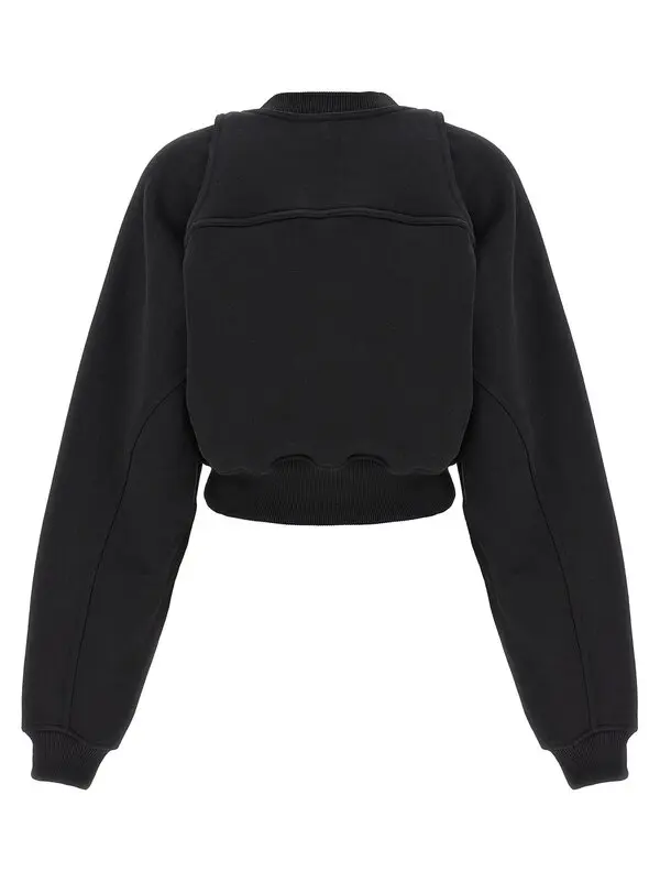 Off White Cropped Sweatshirt - White/black