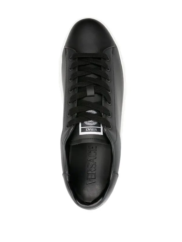 Versace Greca Leather Sneakers - Black