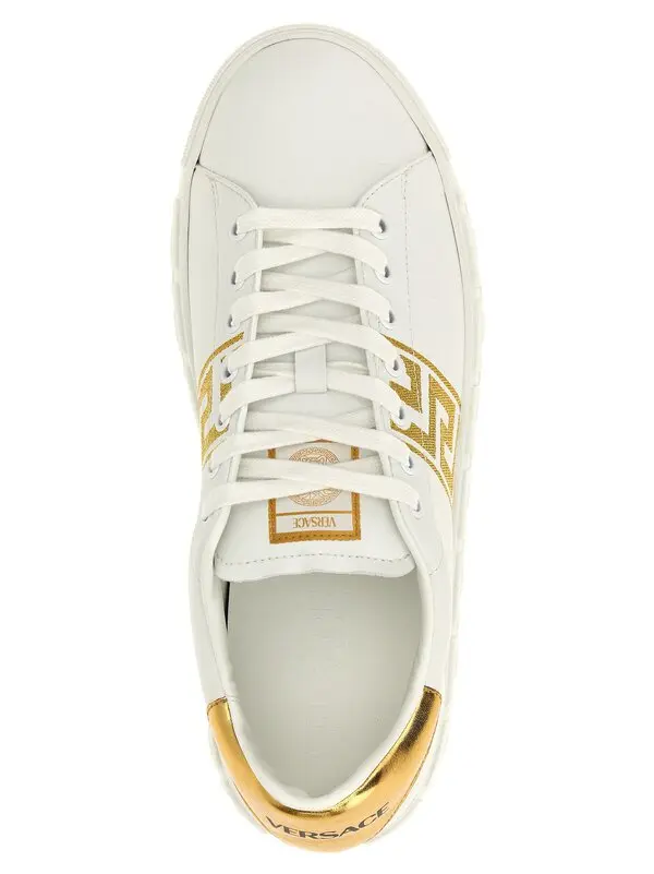 Versace Leather Greca Sneakers - Gold
