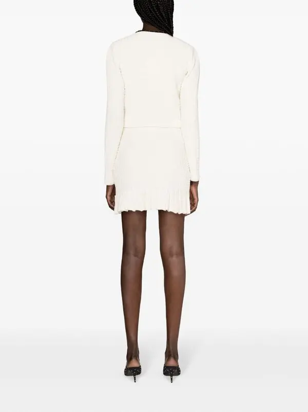 SELF-PORTRAIT Structured Knit Mini Skirt - Beige