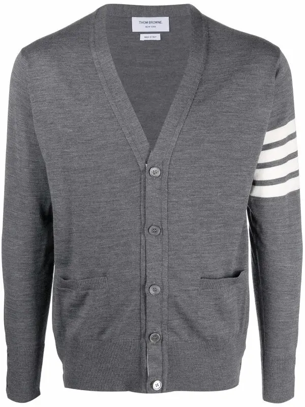 Thom Browne 4-bar Wool Cardigan - Grey