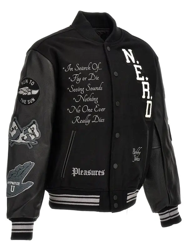 Pleasures Nerd Varsity' Bomber Jacket In Black - 31% Off