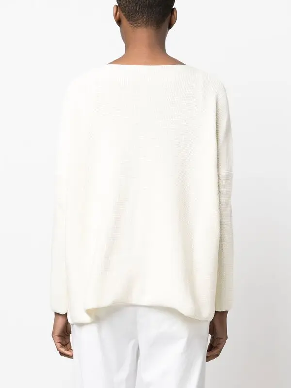 DANIELA GREGIS Cotton Boat Neck Jumper - White
