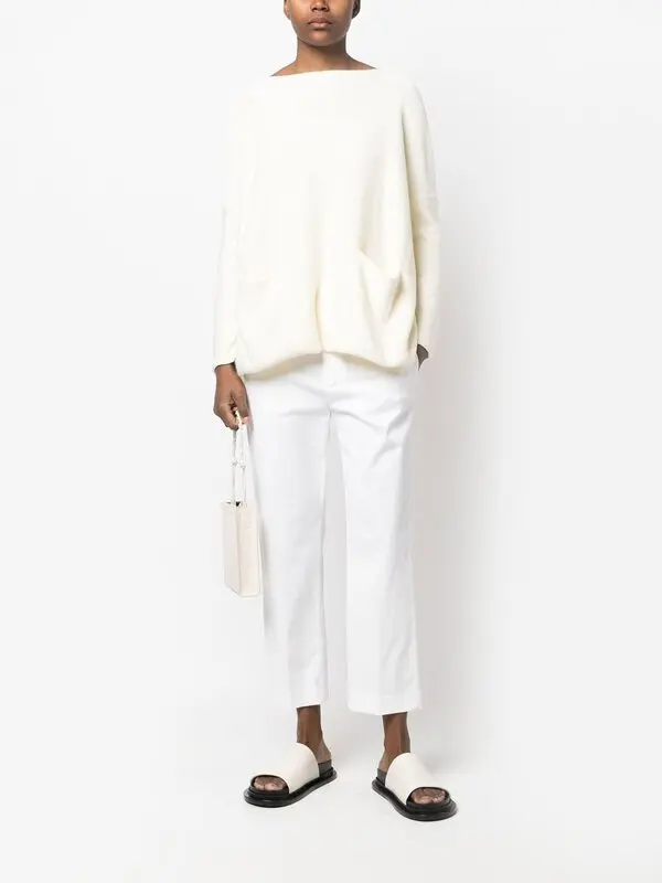 DANIELA GREGIS Cotton Boat Neck Jumper - White
