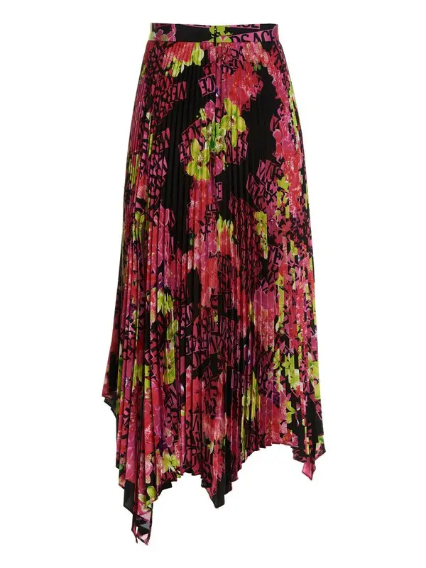 Versace Pleated Orchid Printed Skirt