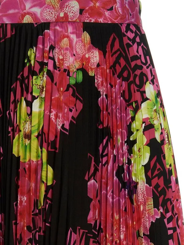 Versace Pleated Orchid Printed Skirt
