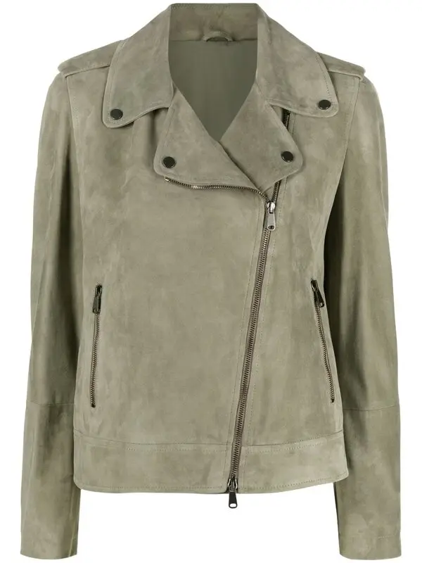 Brunello Cucinelli Suede Leather Biker Jacket