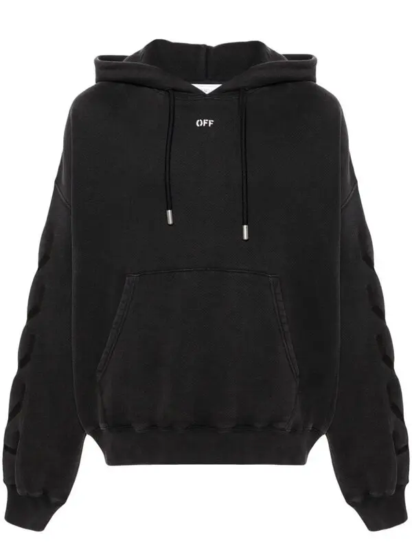 Off White Logo Cotton Hoodie
