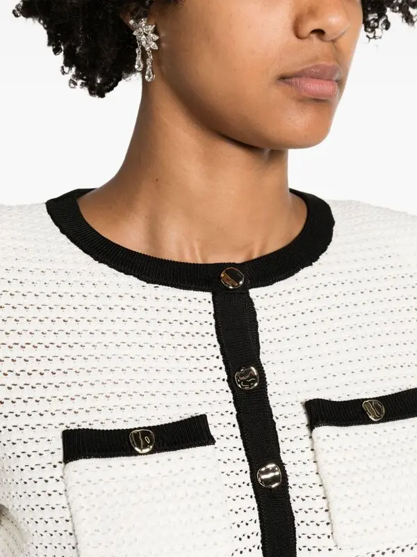 SELF-PORTRAIT Crochet Cropped Cardigan - White