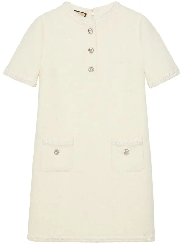 gucci tweed mini dress Gucci White Retro Tweed Mini Dress