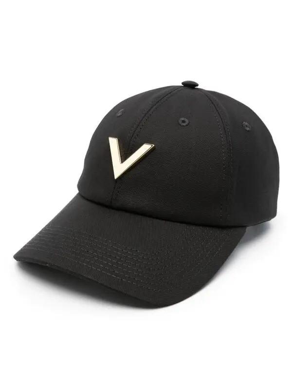 Valentino Garavani Black Cap with Gold Logo Valentino Garavani Black Cotton Baseball Cap | italist  main image 4