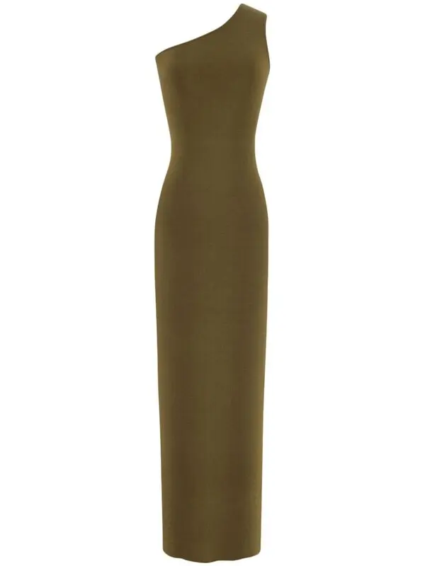 open lace back dress Straight-Cut Crepe Dress with One-Shoulder Bow Tie