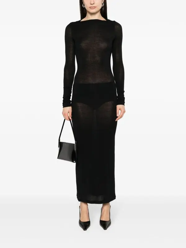 Saint Laurent Wool Blend Long Pencil Dress