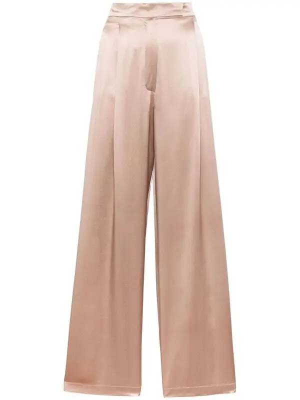 Max Mara Satin Wide Leg Trousers - Brown