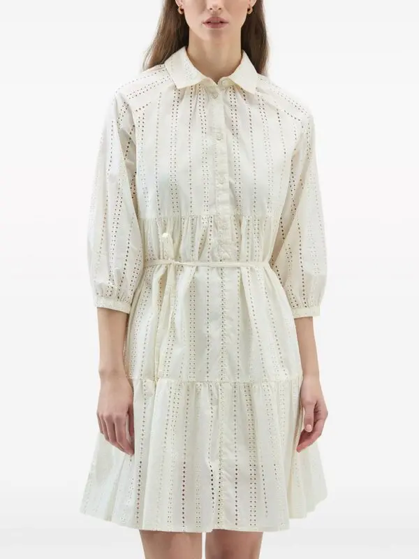 Woolrich Cotton Broderie Anglaise Shirt Dress - White