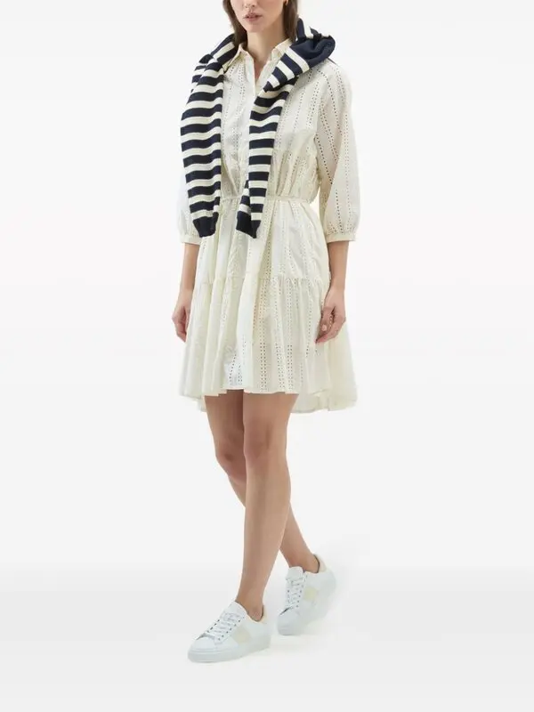 Woolrich Cotton Broderie Anglaise Shirt Dress - White