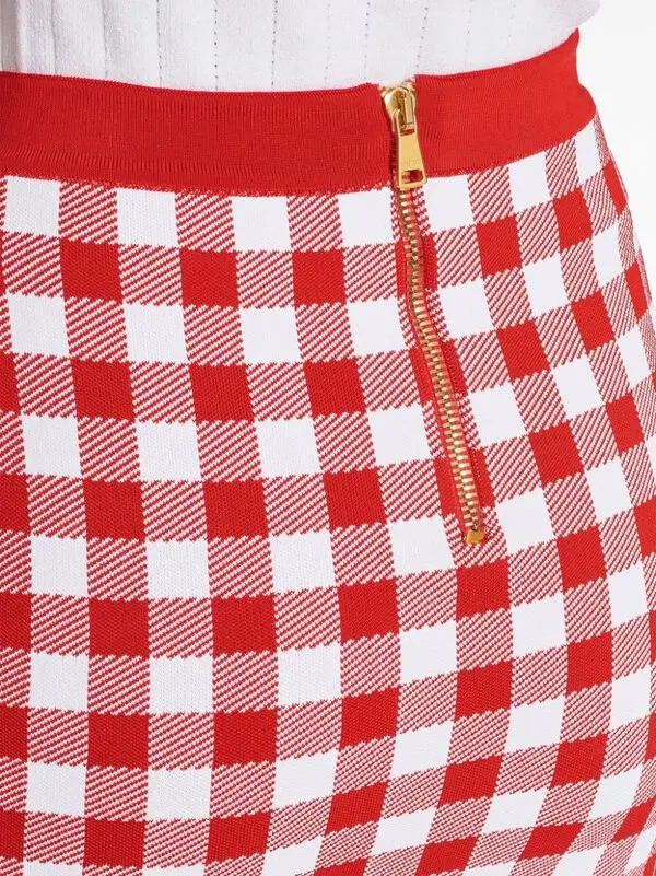Balmain Vichy Mini Skirt - Red