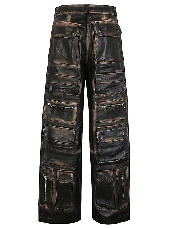 FERMAS.CLUB Leather Cargo Trousers - Black