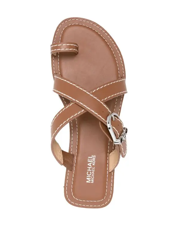 Michael Kors Ashton Leather Sandals - Leather Brown