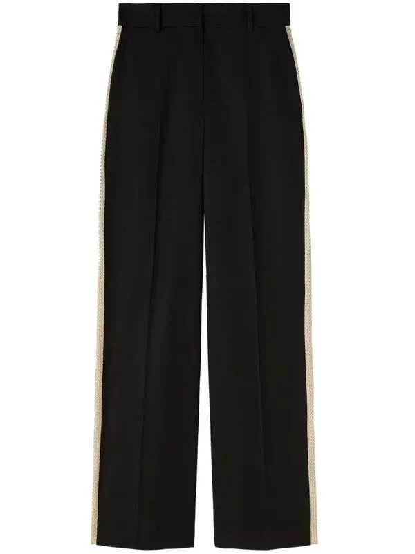 Palm Angels Wool Blend Straight Trousers - Black