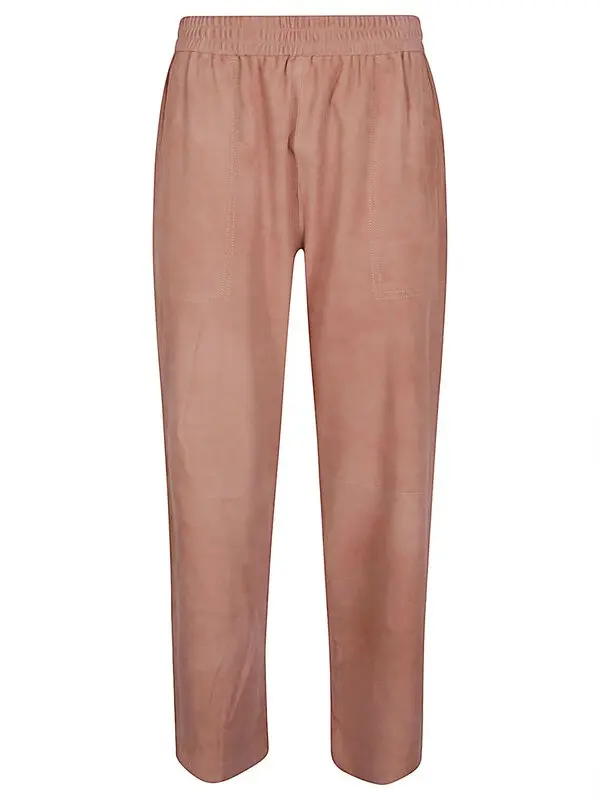 VIA MASINI 80 Suede Leather Trousers - Powder