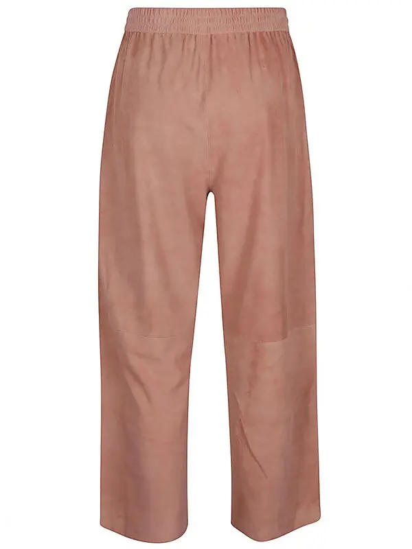 VIA MASINI 80 Suede Leather Trousers - Powder