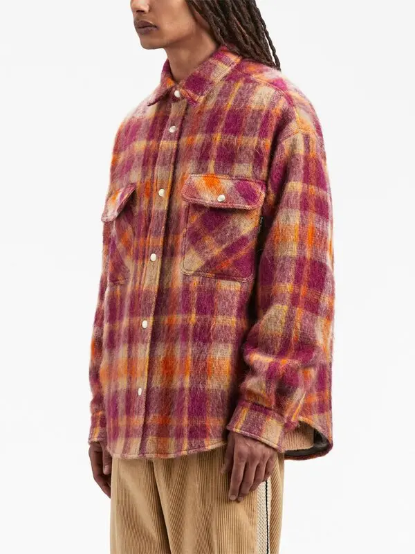 Palm Angels Checked Wool Overshirt - Bordeaux