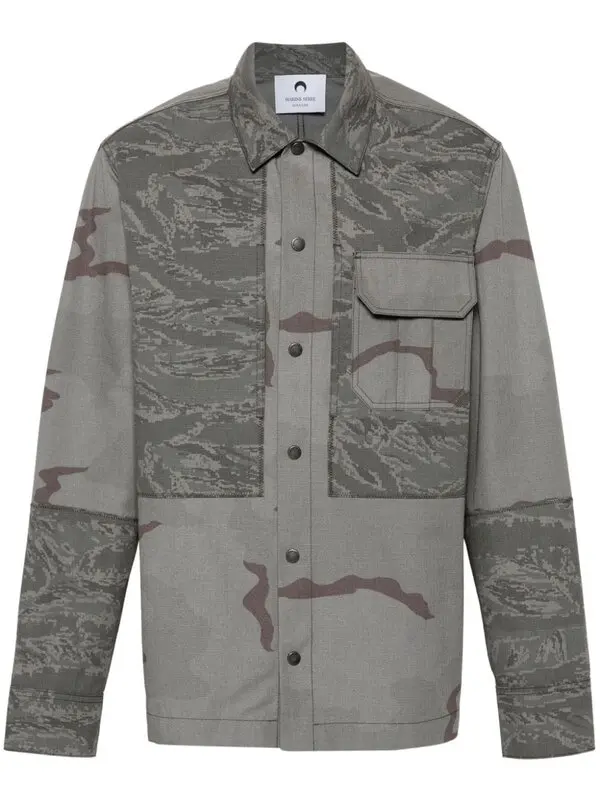 MARINE SERRE Camouflage Print Overshirt - Grey