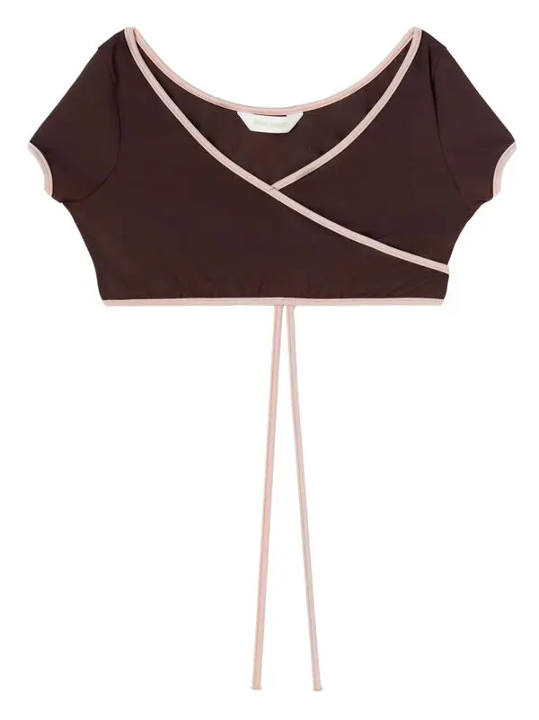 Palm Angels Cap-sleeve Wrap Bikini Top - Brown