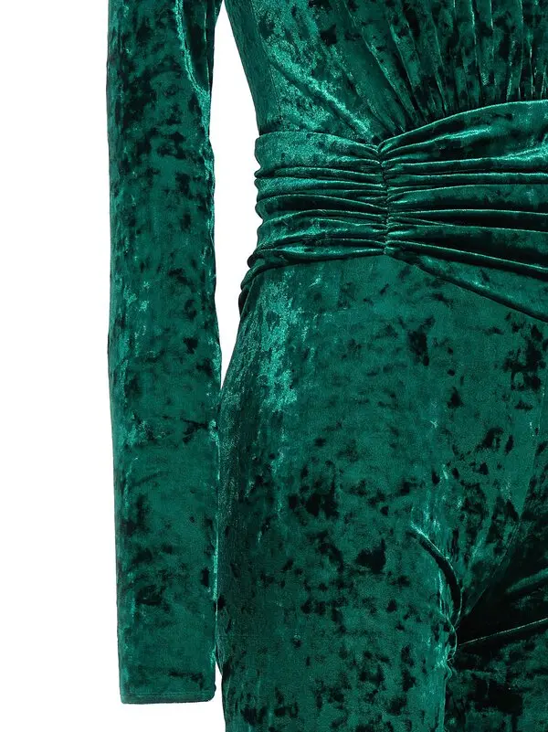 green emerald velvet dress Carella Bottle Green Velvet Twisted Asymmetric Midi Dress  Club L London