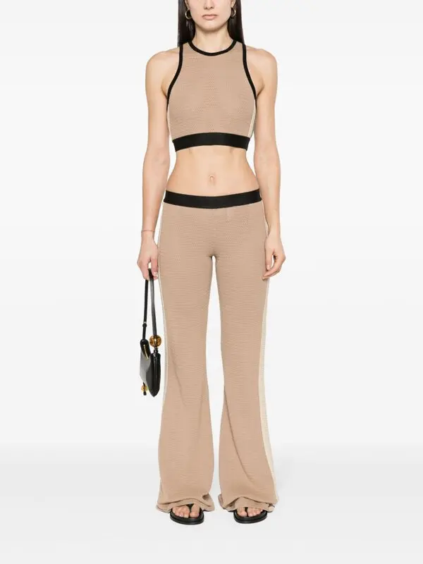 Palm Angels Logo Tape Knitted Trousers - Beige
