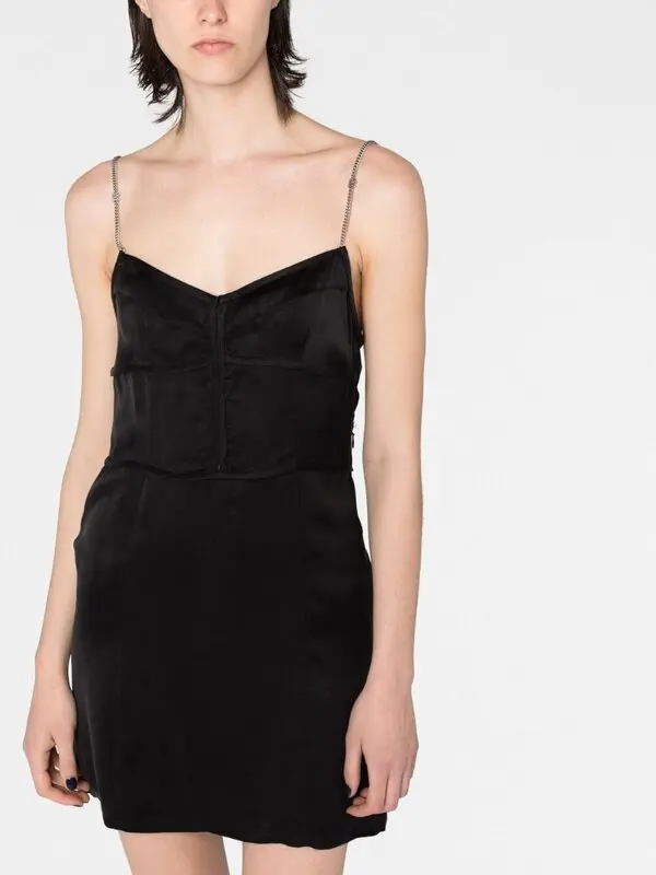 Palm Angels Chain Straps Mini Slip Dress - Grey