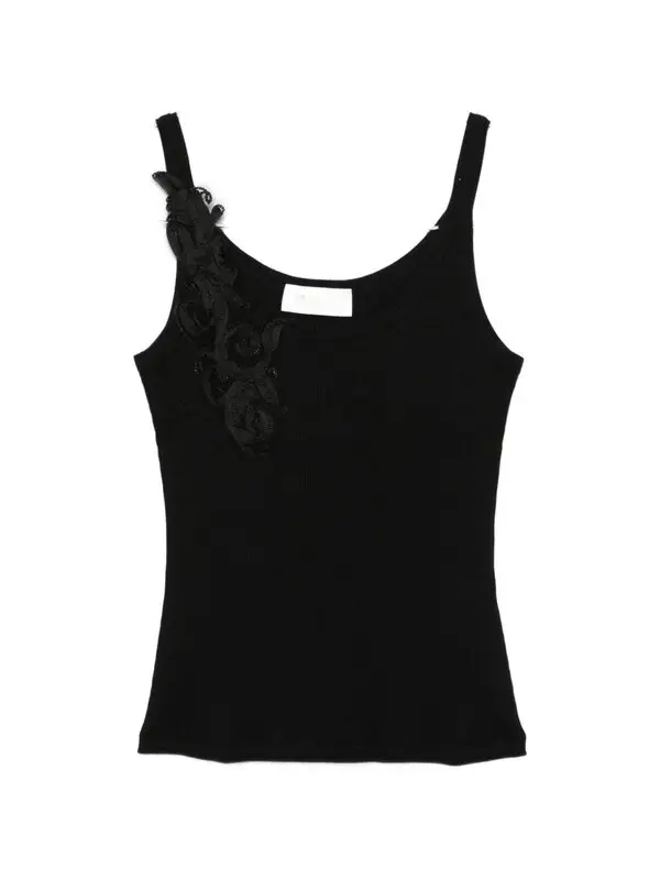 ERMANNO FIRENZE Embroidered Tank Top - Black