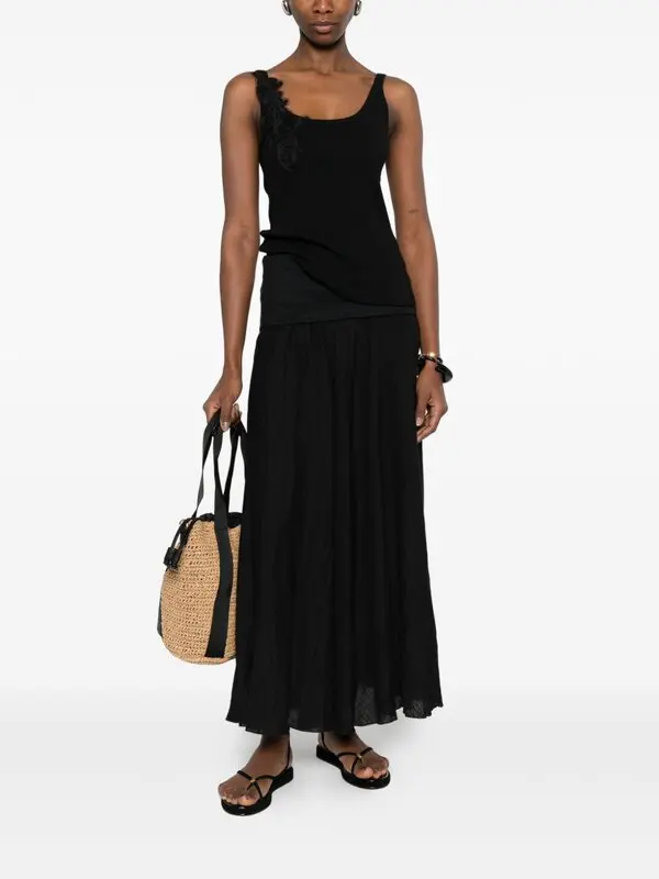 ERMANNO FIRENZE Embroidered Tank Top - Black