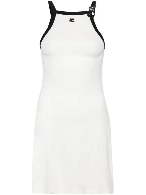 COURREGES Buckle Contrast Short Dress - White