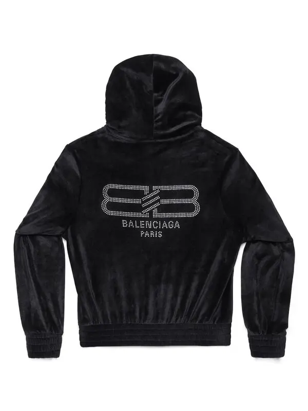 Balenciaga Velvet Zip-up Hoodie - Black