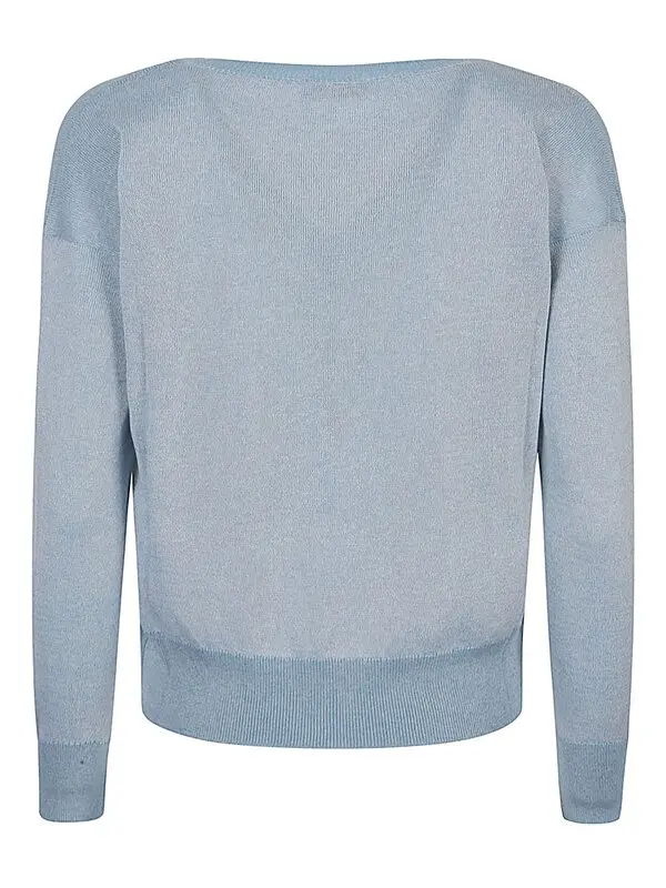 BASE Cotton-blend V-neck Sweater - Clear Blue