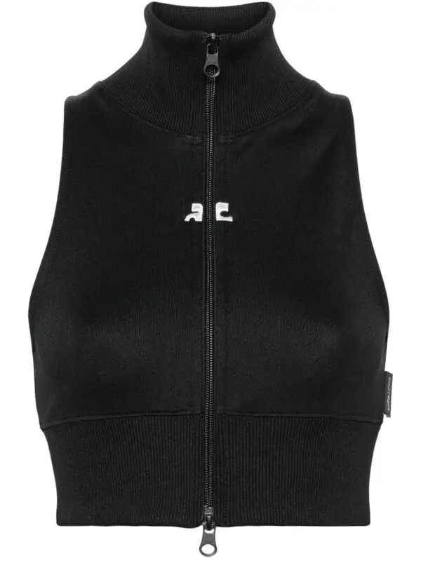 COURREGES Cropped Track Vest - Black