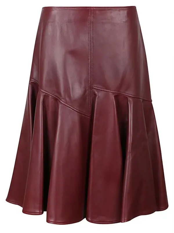 Bottega Veneta Leather A-line Midi Skirt