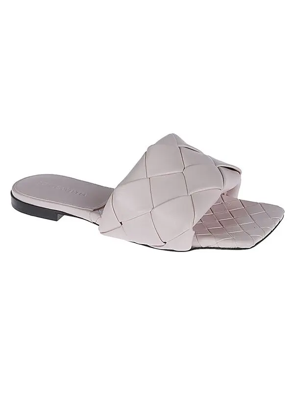 Bottega Veneta Lido Leather Flat Sandals - Powder